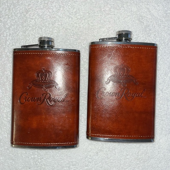 Other | Crown Royal Brown Leather Flask Set | Poshmark